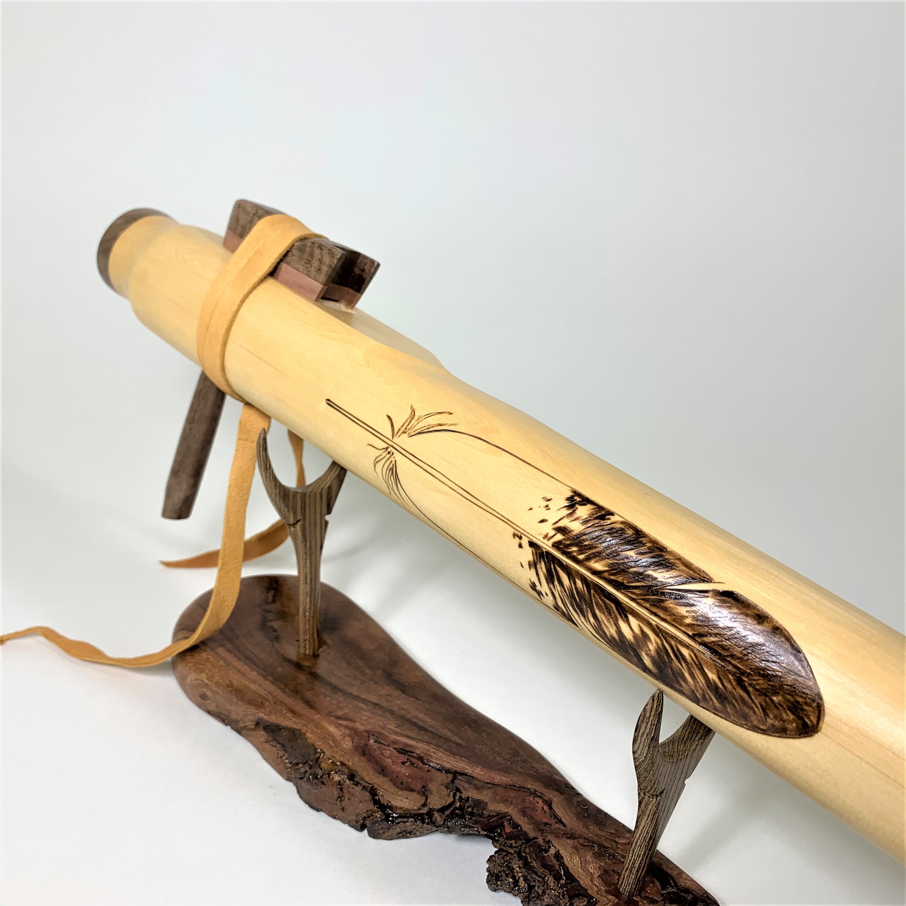 Feather Contrabass Native American Flute in E Minor – Singing Tree Flutes